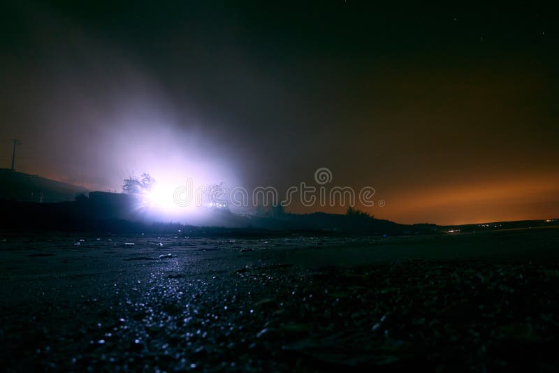 Starry Night Sky Over Sea at the Beach Stock Photo - Image of mountain ...
