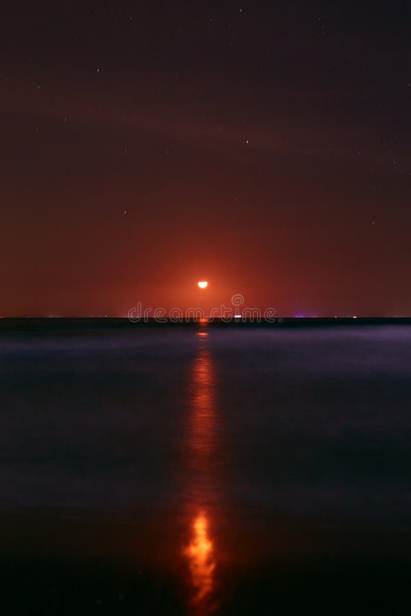 Starry Night Sky Over Sea at the Beach Stock Photo - Image of ocean ...