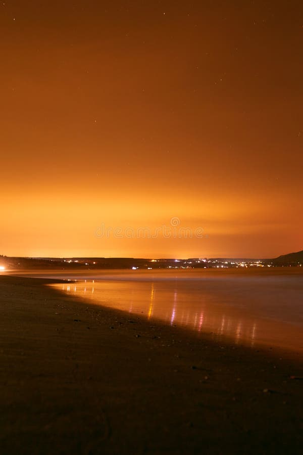 Starry Night Sky Over Sea at the Beach Stock Image - Image of long ...