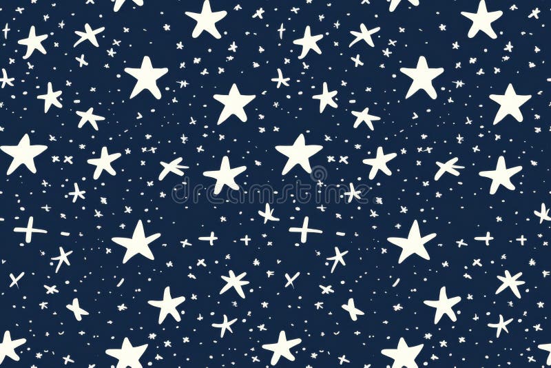Starry Night Sky. Seamless Pattern. Hand Drawn Stock Illustration ...