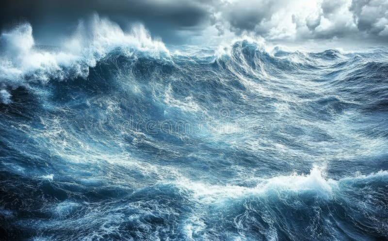 A Starry Night Sky Serves As the Backdrop for Powerful Waves that Rise ...