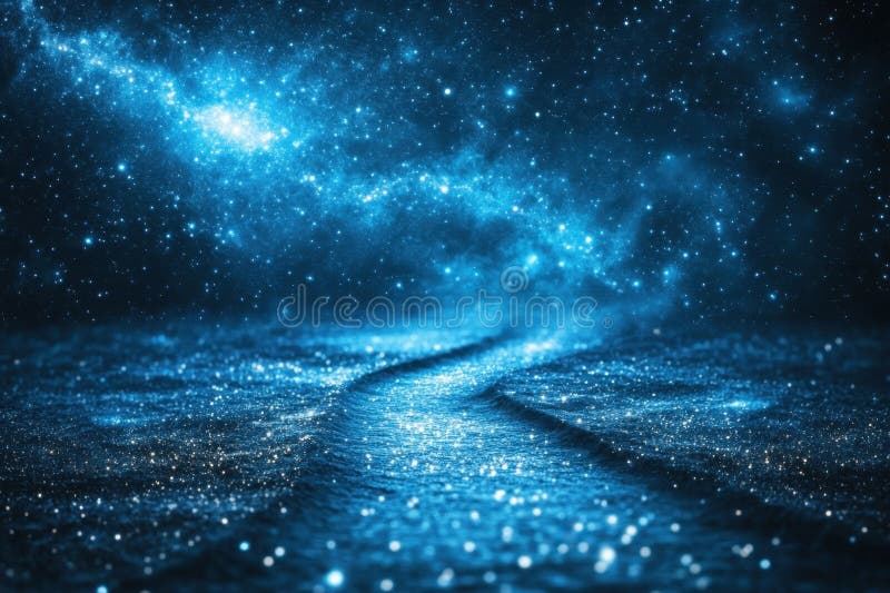 Starry Night Sky with Shimmering Water Creating a Celestial Pathway ...