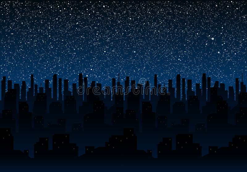 Starry Night Sky. Silhouette of the City. Eps 10. Stock Vector ... Starry Night Sky. Silhouette of the City. Eps 10. Stock Vector ...