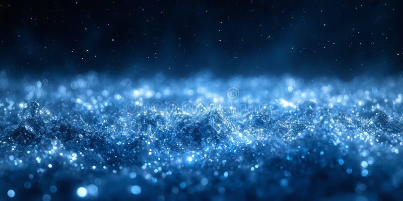 Starry Night Sky with Sparkling Blue Water Waves Creating a Shimmering ...