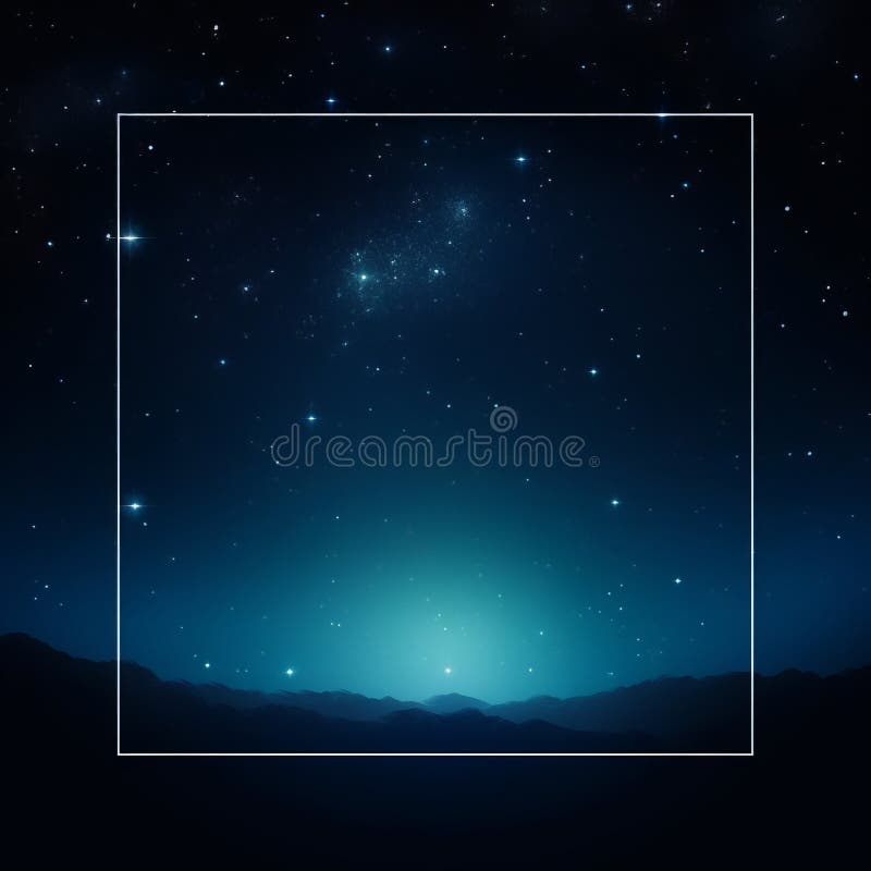 Starry Night Sky with a Square Frame on a Dark Background Stock ...