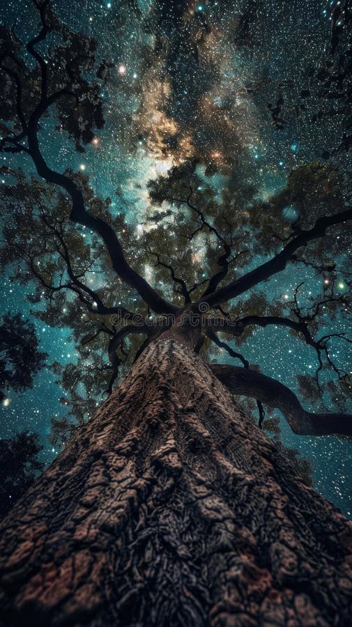 Starry Night Sky through Tree Branches Stock Photo - Image of starry ...