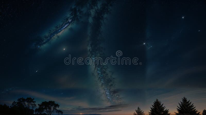 Starry Night Sky with Twinkling Stars, Dark Blue To Black Gradient ...