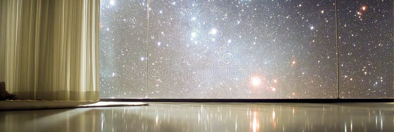 Starry Night Sky View with Moonlight Casting Soft Shadows on the Floor ...