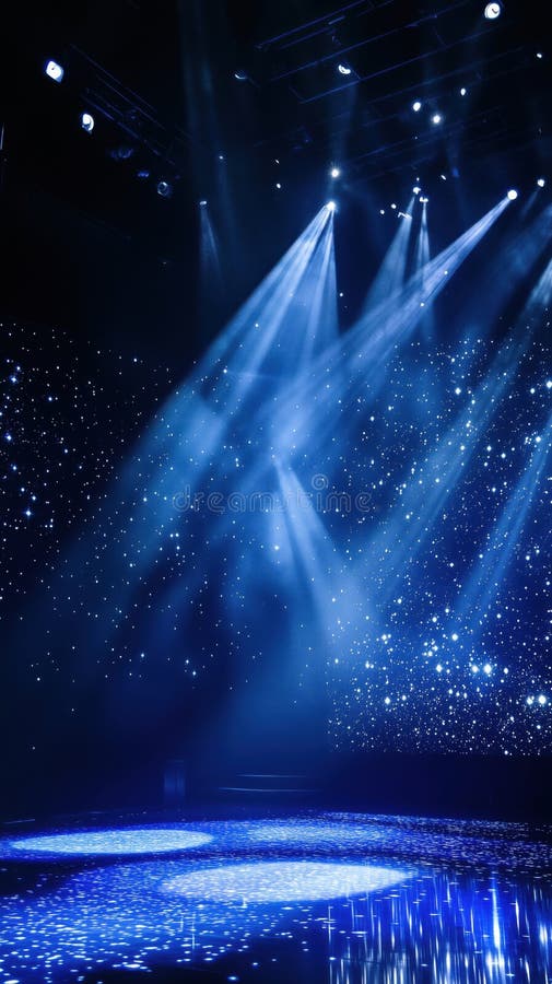 Starry Night Stage Lighting with Blue Beams and Sparkling Effects ...