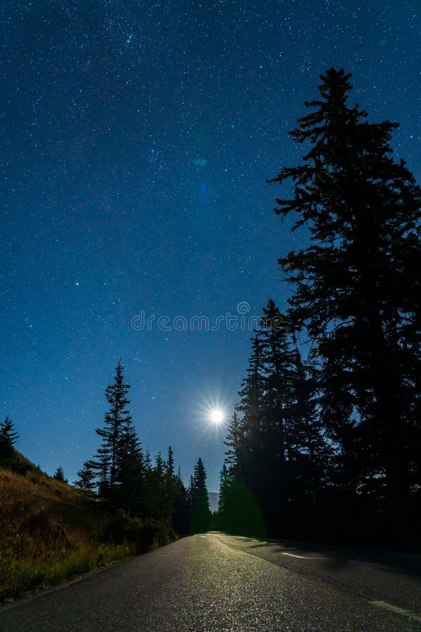 Starry Night in Summer Night, and Bright Moon Light. Stock Photo ...