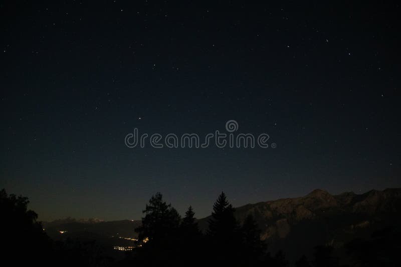 Starry Night in the Swiss Alps Stock Image - Image of cloud, nature ...