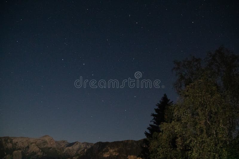 Starry Night in the Swiss Alps Stock Photo - Image of galaxy, calanda ...