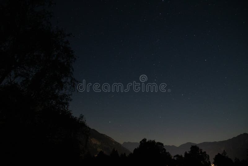 Starry Night in the Swiss Alps Stock Image - Image of alpine, mountain ...