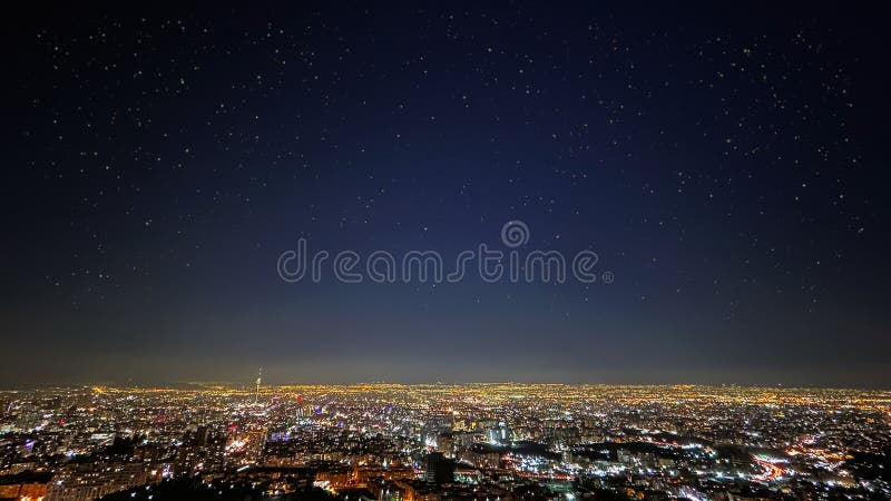 Starry Night of Tehran City Landscape, Iran Stock Photo - Image of hill ...