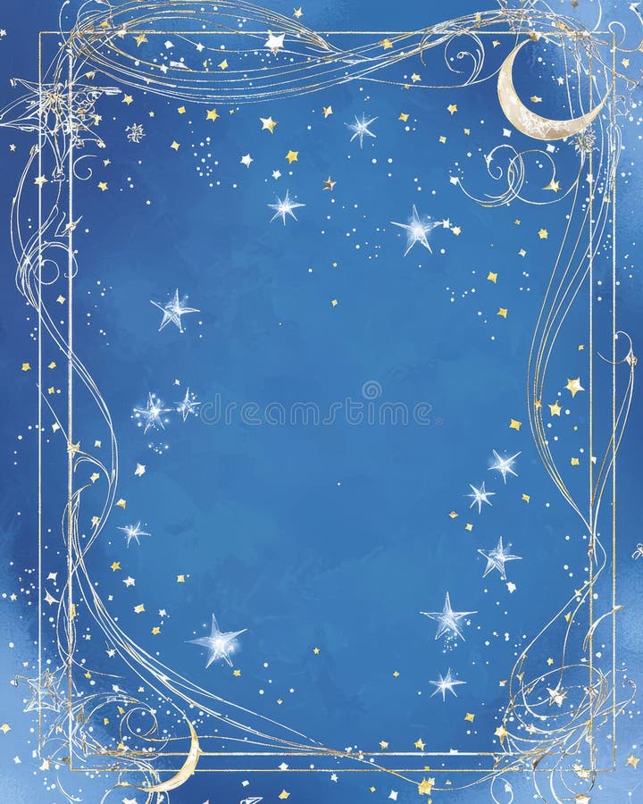 Starry Night Themed Frame for Ramadan Celebrations Stock Illustration - Illustration of shiny ...