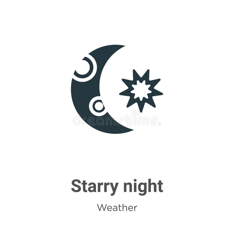 Starry Night Vector Icon on White Background. Flat Vector Starry Night ...
