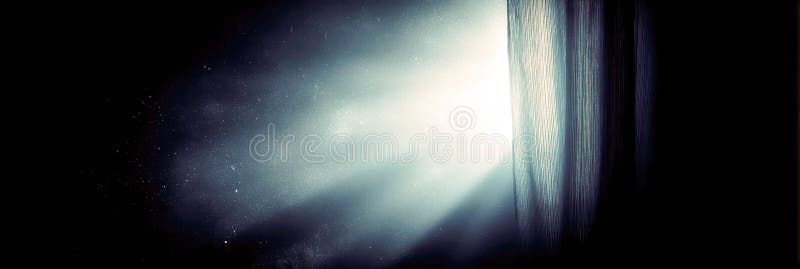 Starry Night View Window Moonlight Soft Shadows Floor Stock Photos ...