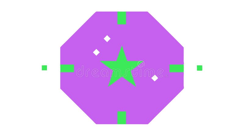 Starry Octagon Icon, Purple Shape with Green Star, Abstract Celestial ...
