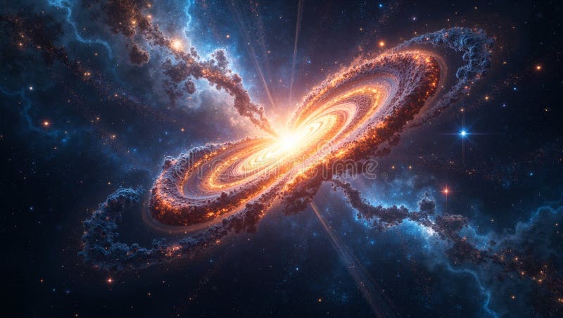 Starry Pulsar Emits Bright Beams in Colorful Galaxy Stock Illustration ...