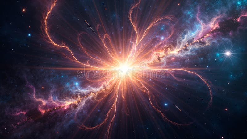 Starry Pulsar Emits Bright Beams in Colorful Galaxy Stock Illustration ...