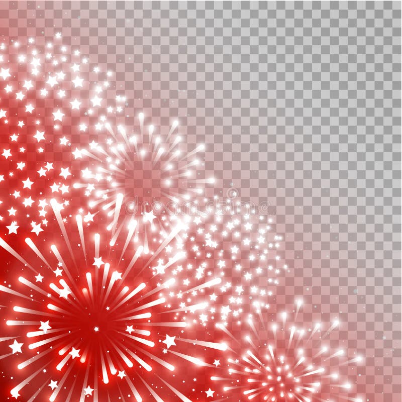 Starry Shiny Fireworks on Red Transparent Background - Vector Element ...