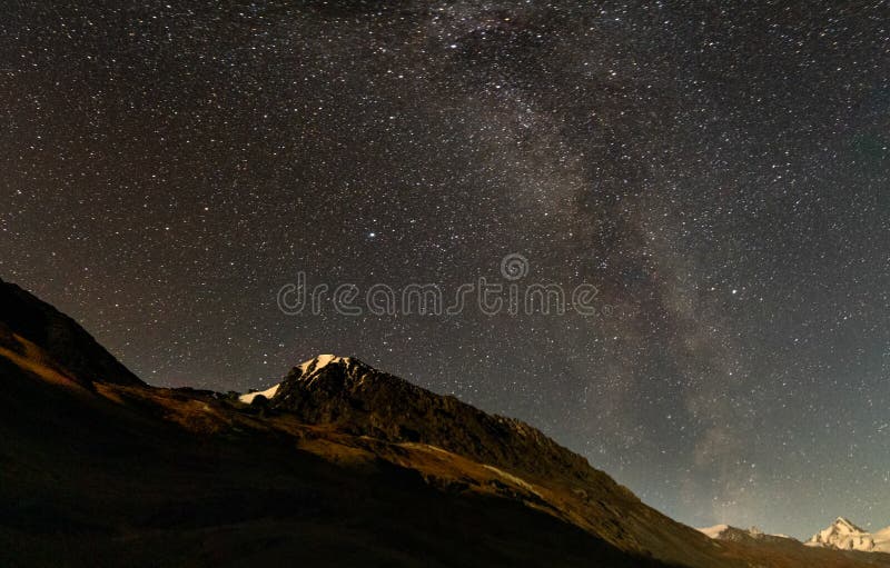 Starry Sky Above the Altai Mountains. Beautiful Night Sky Over the ...