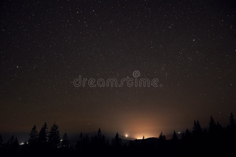 Starry Sky Above the Earth Scenic Night Landscape in Mountains Stock ...
