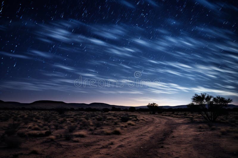 A Starry Sky Above a Remote Desert on a Dark Night Stock Illustration ...
