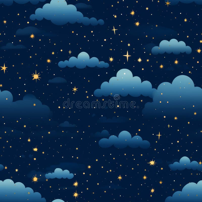 Starry Sky Blue Seamless Pattern. Generate Ai Stock Illustration ...