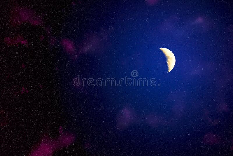 Starry Sky with the Bright Moon Stock Image - Image of backdrop ...