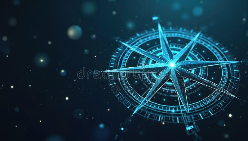 Starry Sky Compass Design with Dots, Lines Representing Planets, Stars ...