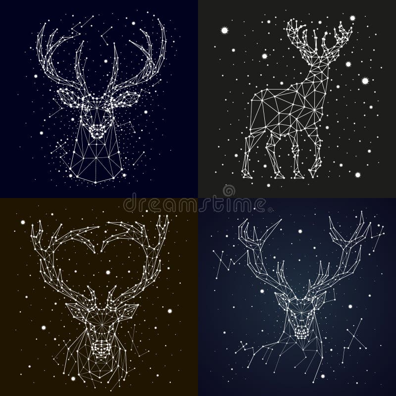 Starry Sky Constellation Deer Stock Illustration - Illustration of ...