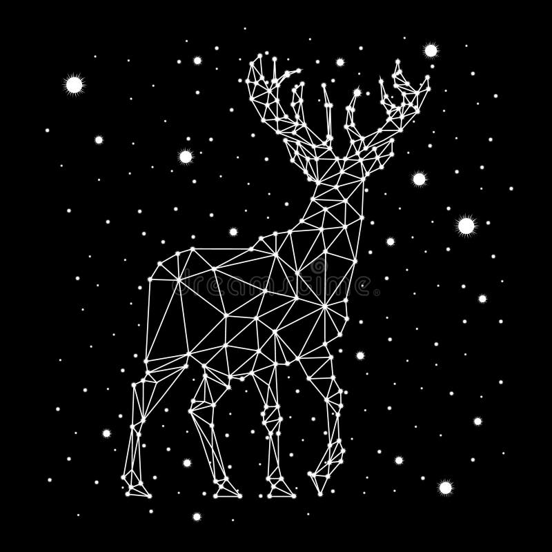 Starry Sky Constellation Deer Stock Illustration - Illustration of ...
