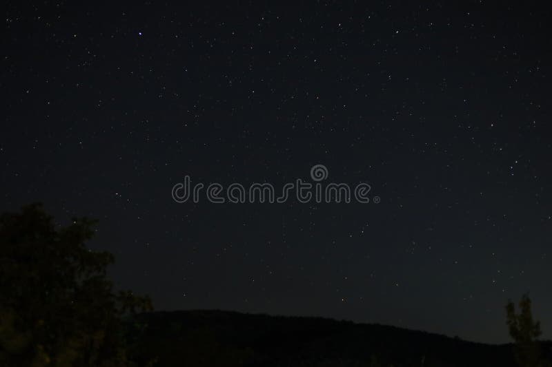 Starry Sky in the Dark of August Night Stock Photo - Image of astro ...
