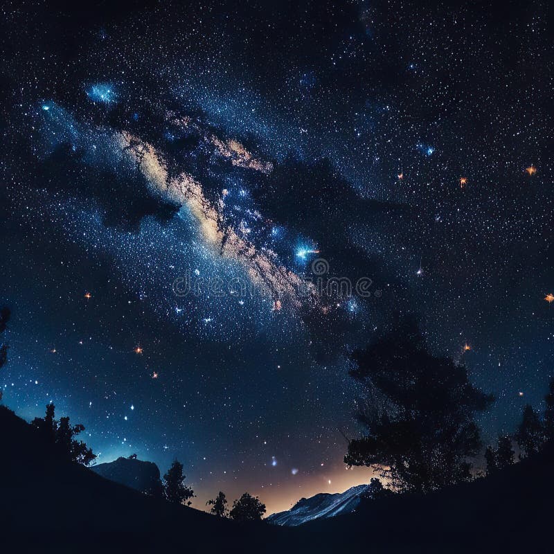 Starry Sky Illustration, Night Starry Sky Stock Image - Image of ...