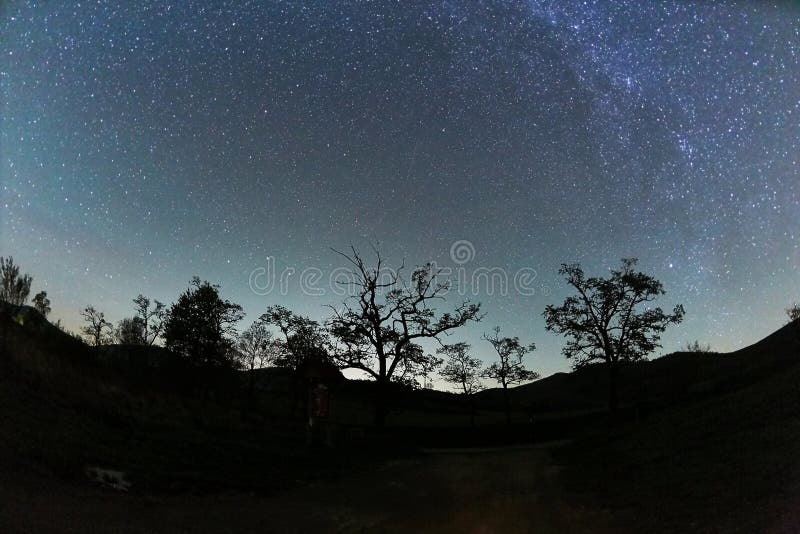 Starry sky landscape stock image. Image of constellation - 148786535