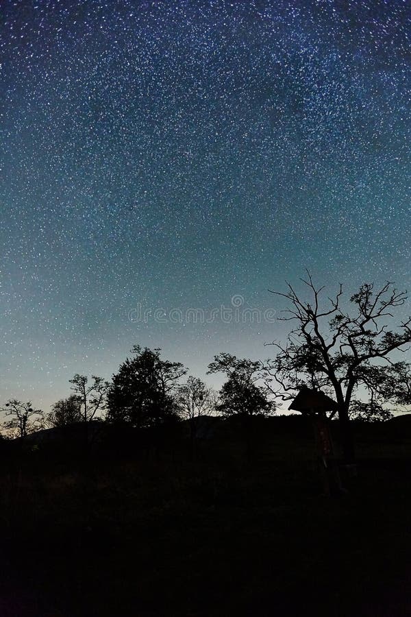Starry sky landscape stock photo. Image of night, stars - 132597910