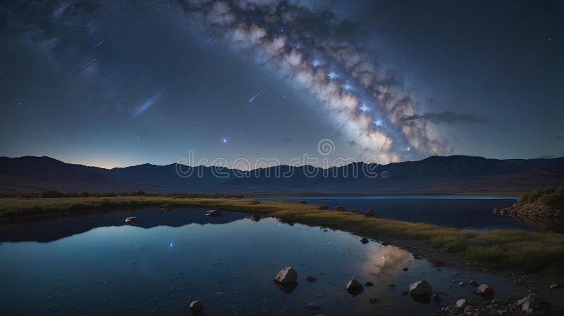 Starry Sky Landscape. Landscape with the Stars. Starry Night Landscape ...