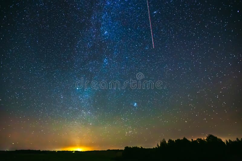 Starry Sky with Light Aurora Borealis Lights Stock Photo - Image of ...