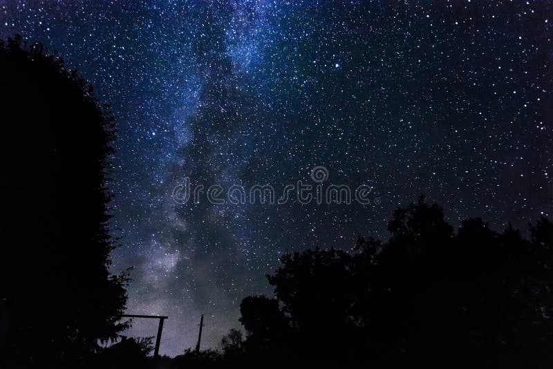 Starry Sky, Night Time, Belarus, Summer Stock Image - Image of belarus ...