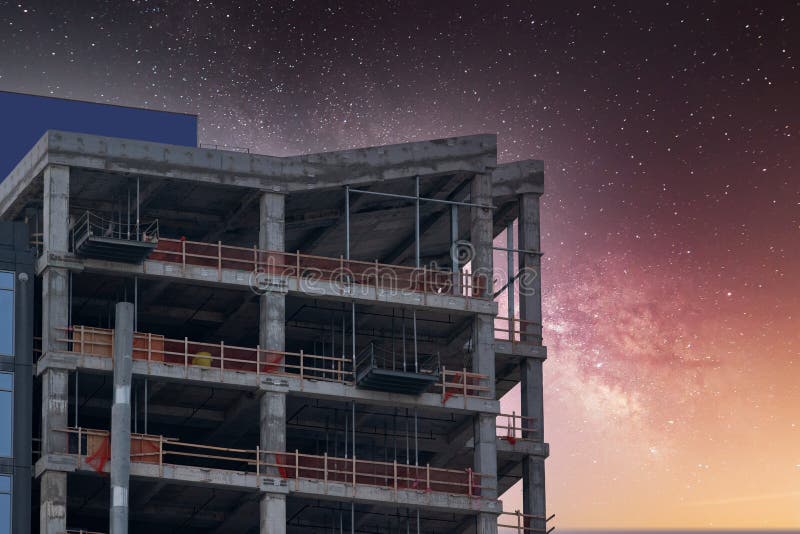 Starry Sky Over Construction Tower Stock Image - Image of concrete ...