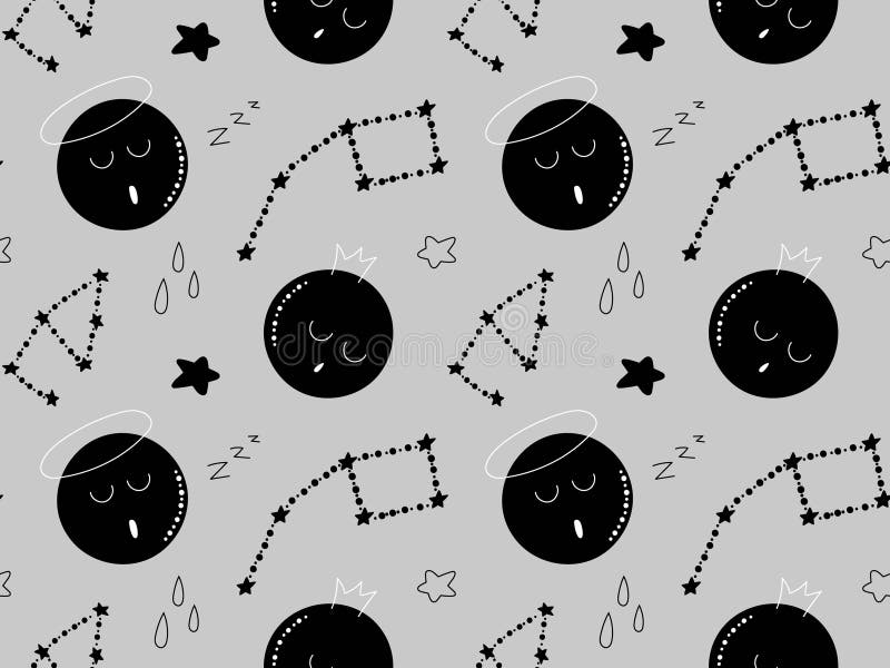 Starry Sky Pattern With Planets Stock Vector Illustration Of Background Seamless 296208254