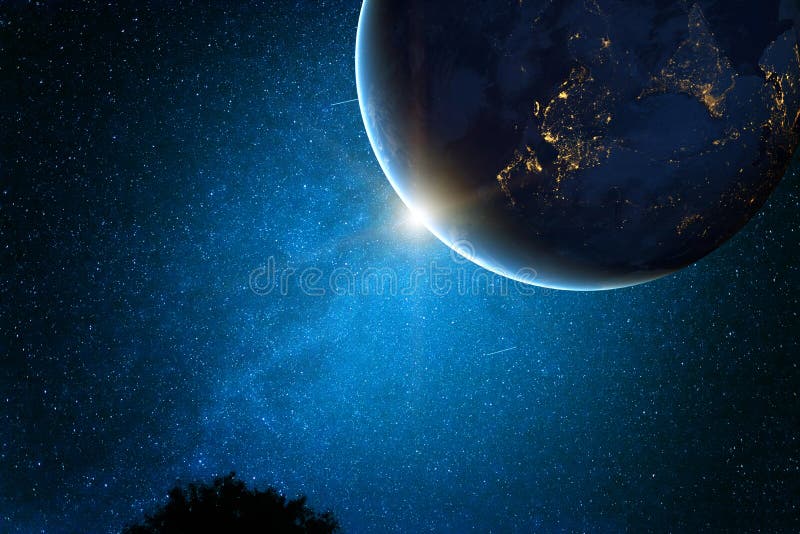 Starry Sky and Planet Earth in Open Space Stock Photo - Image of nasa ...