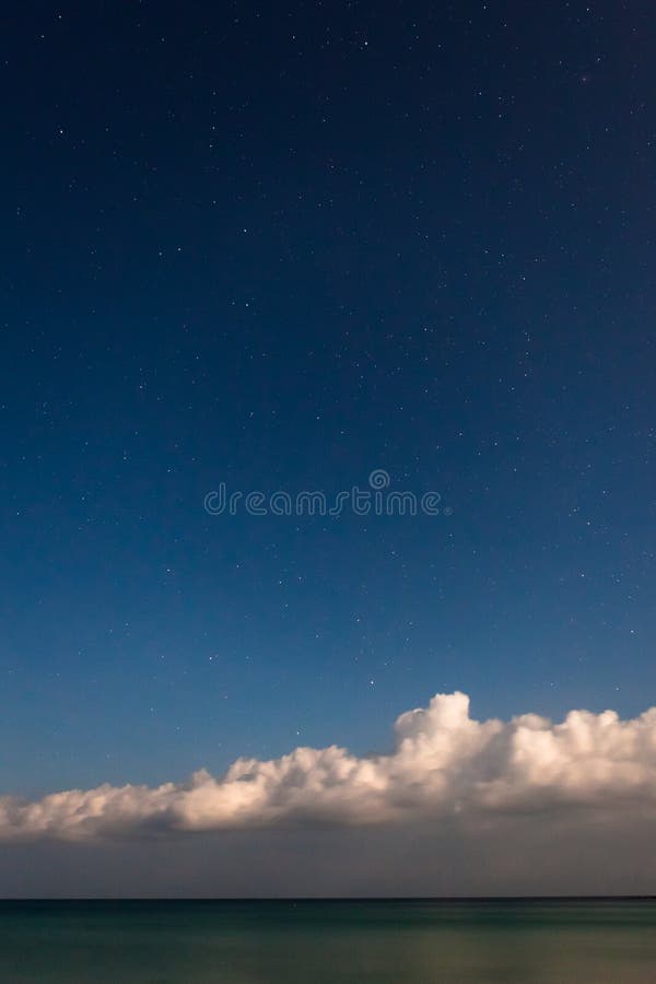 Starry Sky with Sea and Clouds at Bottom of Image Stock Photo - Image ...