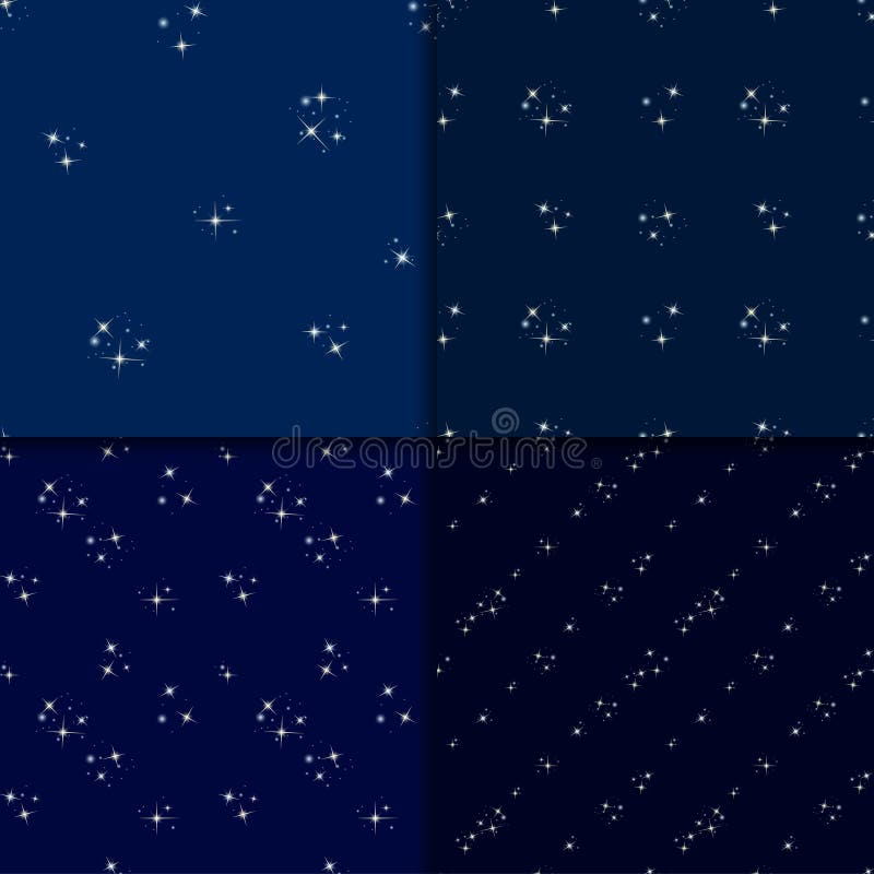 Starry Sky Seamless Pattern Set Stock Vector - Illustration of pattern ...