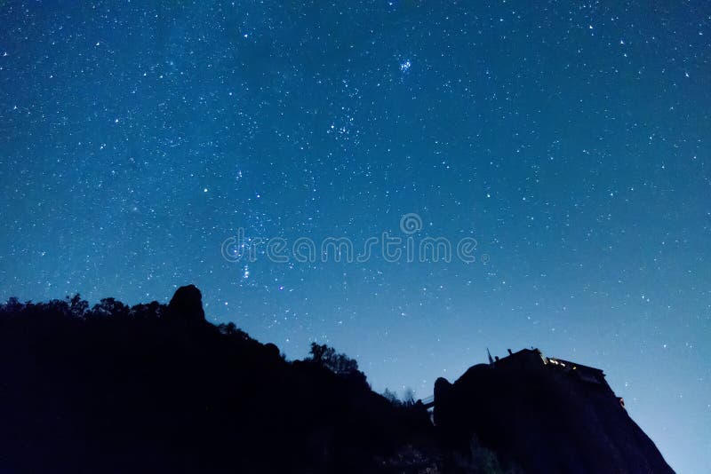 Starry Sky Seen from Meteora, Greece Stock Image - Image of clouds ...
