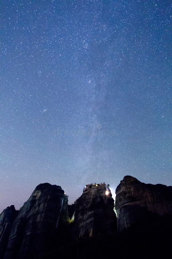 Starry Sky Seen from Meteora, Greece Stock Photo - Image of astronomy ...