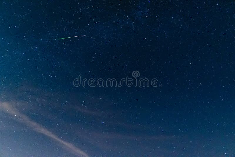 Starry Sky and Shooting Stars with a Green Tail, the Perseid Stock ...