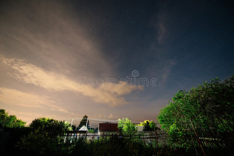 The Starry Sky on a Summer Night Over a Country House Stock Photo ...