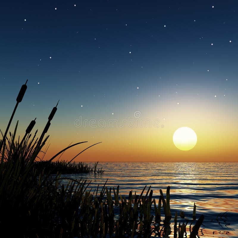 Starry sunset stock image. Image of silence, sunrise, spring - 2178415
